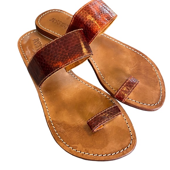 Mystique Boutique | Shoes | Mystique Brown Snake Skin Sandal Boho Flip ...